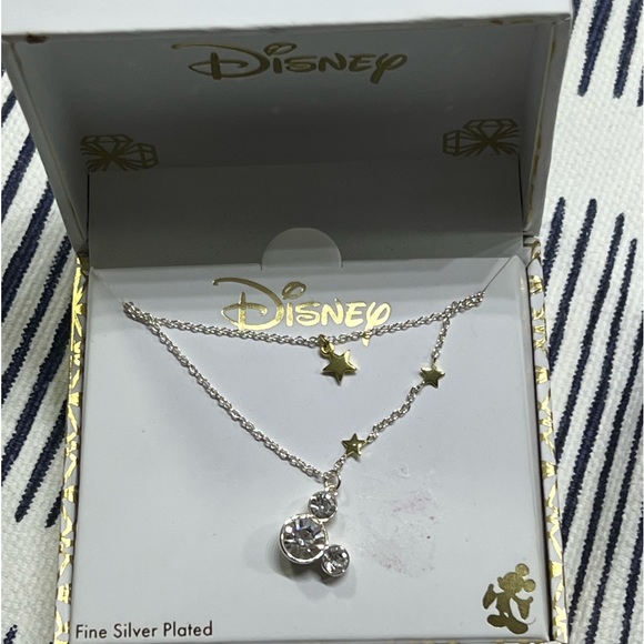 Disney | Jewelry | Disney Silver Plated Duo Necklace 6 Inches Long ...